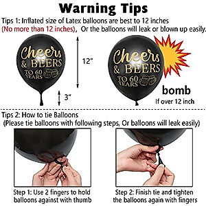 60th Birthday Decorations, 60 Years Anniversary Decorations Cheers to 60 Years Banner, 60 Sign Latex Balloon, 32 Inch Number 60 Gold Foil Balloon Cheers Cup Foil Balloon for 60 Birthday Wedding Party