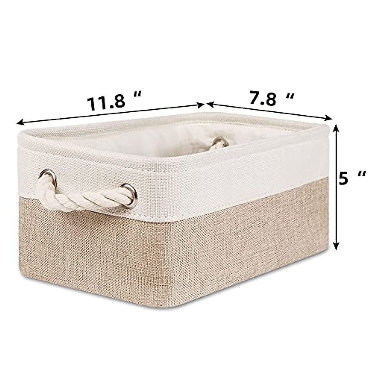 Bidtakay Baskets Set Fabric Storage Bins-Beige Bundled Baskets of 2 Large Baskets 16" X 11.8" X 11.8" + 6 Small Baskets 11.8" X 7.8" X 5"