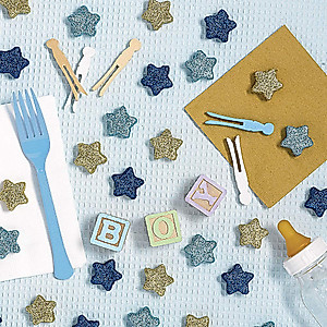 ELEGANI Party Table Decoration, Blue & Gold Glitter Star Table Scatters 32ct (2X Pack of 32 ct Each)