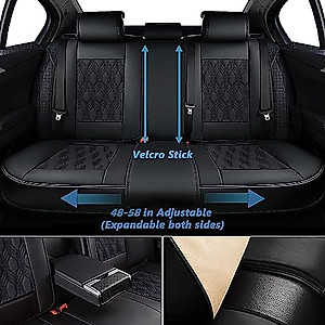 Coverado Car Seat Covers, Premium Nappa Leather Auto Seat Cushions Full Set with Embossed Pattern, Universal Fit Interior Accessories for Most Cars, Sedans, SUVs and Trucks, Black (Black, FullSet)