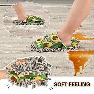 Avocado Tropical Leaves Mop Slippers Shoes Cover for Floor Cleaning Washable Hair Dust Dirty Cleaners Microfiber Mop Socks for Office House Kitchen