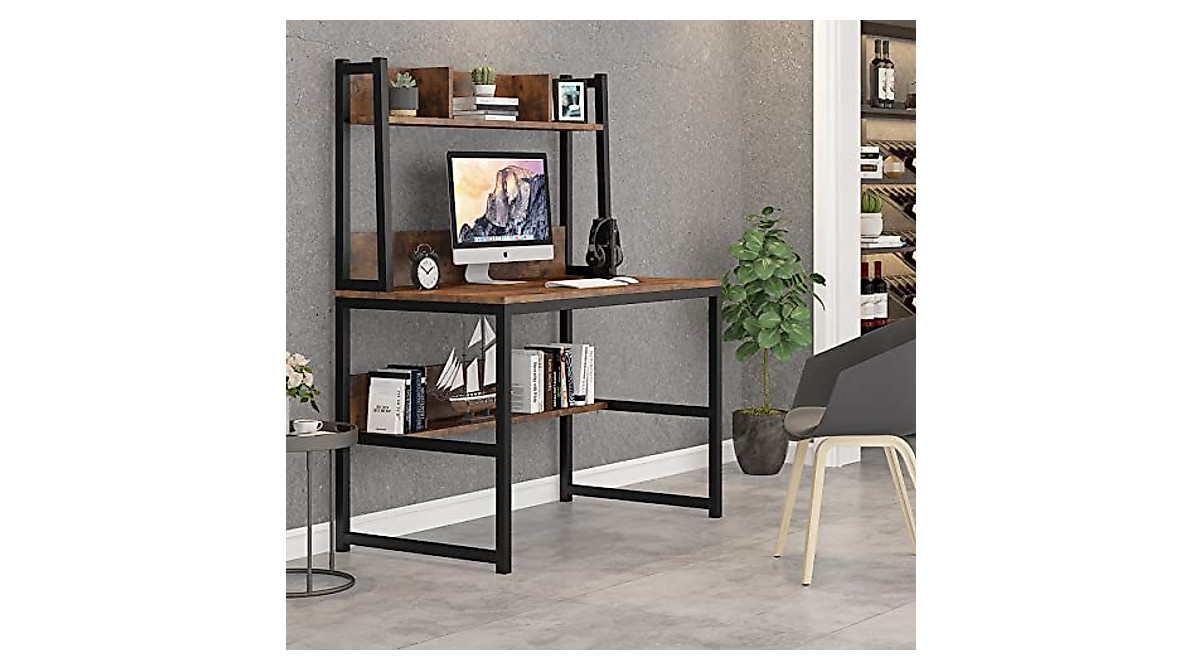 Tribesigns Modern Computer Desk with Hutch | Stylish Home Office Desk