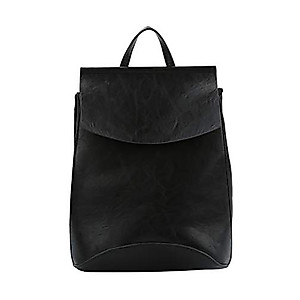 virago Fashion Designer Handbag Daily Convertible Vegan Leather Travel Backpack Shoulder Bag (BLACK)
