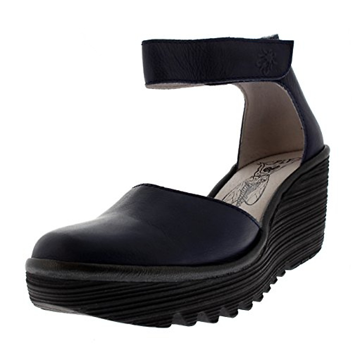Fly London Women's Ankle Strap Wedges, Blue Navy Black, 10.5
