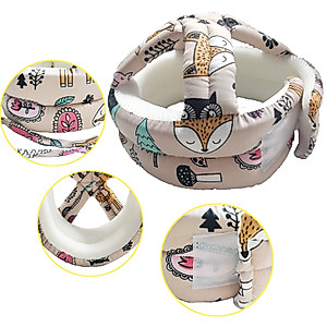 IULONEE Toddler Infant Helmet & Baby Knee Pads 3 Pairs, No Bump Safety Head Cushion Bumper Bonnet Adjustable Protective Cap Breathable Mesh Child Safety Hat for Running Walking Crawling (Pink Forest)