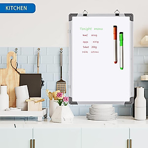 Dry Erase White Board 12" x 16" Hanging ,8 Magnetic Markers ，6 Magnets,Portable Writing, Drawing & Planning Small Whiteboard Easy to Clean Wall Whiteboard for Office School, Kids, Home