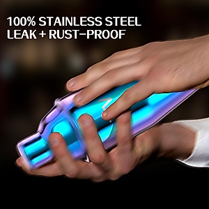 IOV Cocktail Shaker Bar Set, 24oz Martini Shaker with Built-In Strainer, Bar Tool Kit with Recipes Booklet, Professional Stainless Steel Large Bartender Drink Shaker Margarita alcohol Mixer-Rainbow