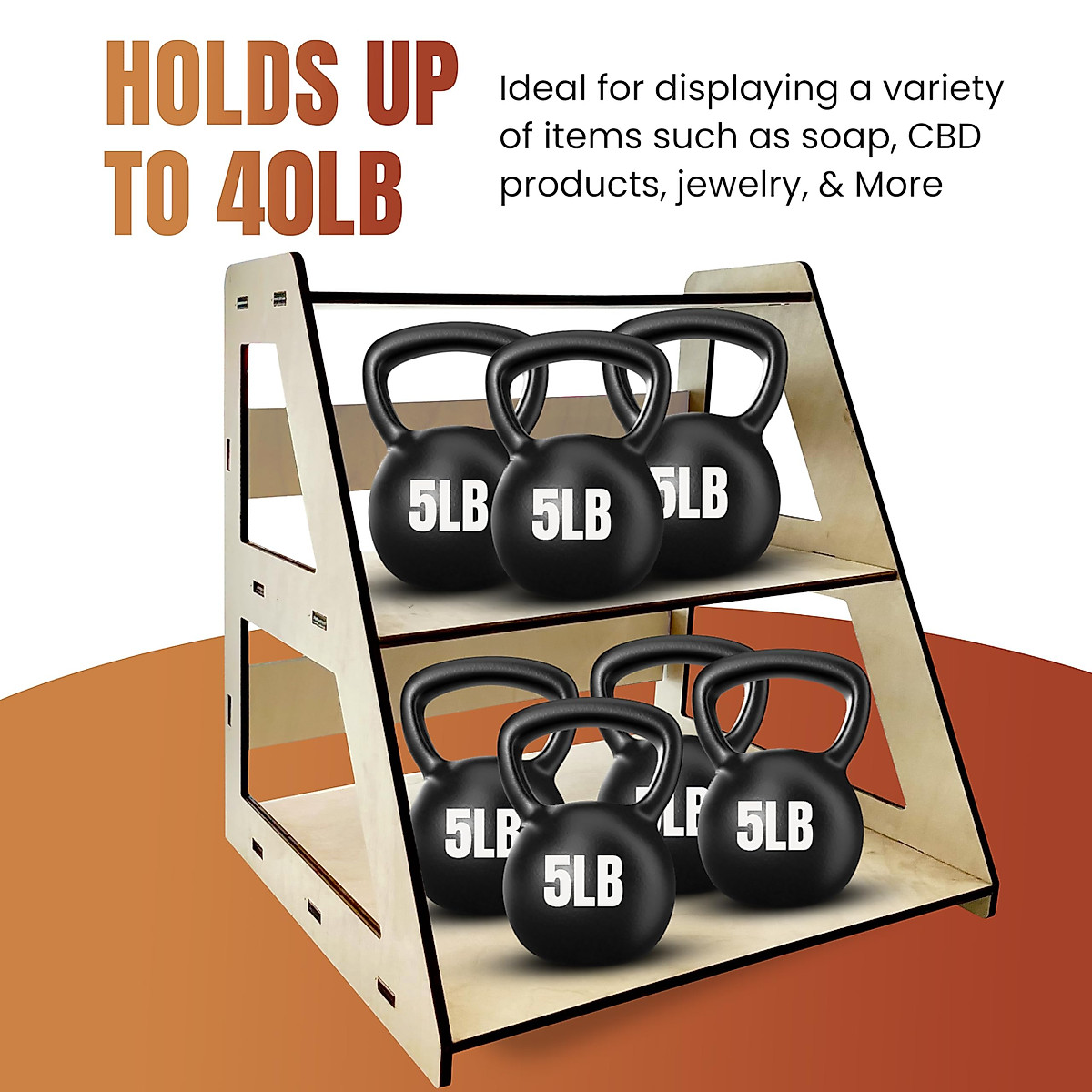 Torched 3-Tier Retail Table Display Stand with Shelves for Products - Portable | 3 Step Riser Display Rack for Retail Table Top, Counter Top, Craft Shows, Farmers Market | Showcase Display for Jewelry