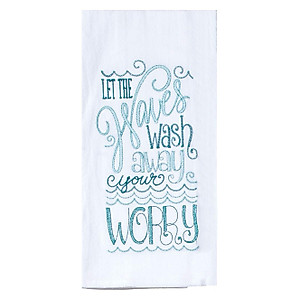Mermaid Themed Kitchen Dish Towels Set with Sayings | Mermaids, Seashell, Starfish Print | 2 Flour Sack and 1 Terry Cotton Towels for Dishes and Hand Drying