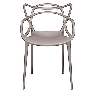 Laura Davidson Furniture Set of 2 - Masters Entangled Chair for Dining & Office -Modern Designer Stackable Armchairs, Made of Solid Color Polypropylene, Grey