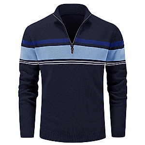 MAGCOMSEN Sweater for Man Mens Sweaters Mens Zip Sweater Turtleneck Men Sweater for Man Sweatshirts for Men Pullover Mens Golf Pullover Men Striped Sweater