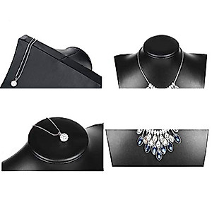 Homeanda Black PU leather Jewelry Jewellery Stand Necklace Pendant Chain Jewelry Bust Display Holder Photograph Prop for Necklace (11.4" x6.7, Polyurethane-Black)