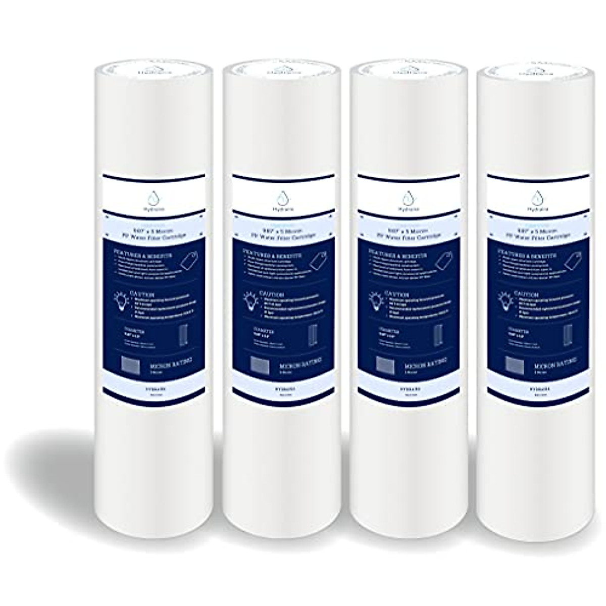 Hydraira 4-Pack 5 Micron 9.87” x 2.5” Sediment Water Filter Replacement Cartridge for Any Standard RO unit | Whole House RO System | Whole House Sediment Filtration CG9870005