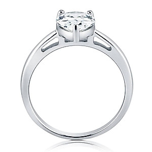 BERRICLE Sterling Silver Solitaire Wedding Engagement Rings 1.8 Carat Pear Cut Cubic Zirconia CZ Ring for Women, Rhodium Plated Size 5