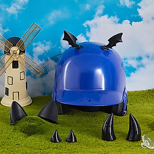 Lewtemi 4 Pairs Helmet Devil Horns Motorcycle Helmet Accessories Cat Ears Stick on Bike Helmet Devil Wings Horns with Adhesive Suction Cup Ski Helmet Accessories for Women Men, Black