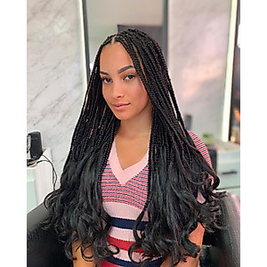 Pre Stretched Braiding Hair 22 Inch Bouncy French Curly Braiding Hair Natural Black Loose Wavy Crochet Braids Hair for Women (7 Packs, 1B#)