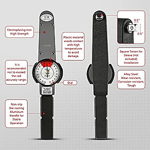 LIANDU-US Dial Indicator Torque Wrench Indicating Torquemeter 1/2" Drive 0-100 Nm High Precision Torque Meter Professional Measure Tool, ± 3% Accuracy