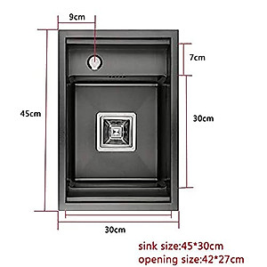 oiakus Hidden Stainless Steel Sink, Kitchen Sink Single Bowl, Small Size Bar Sink Workstation, with Folding Tap and Drain Kit, Topmount/Undermount Moun, 45 * 30cm