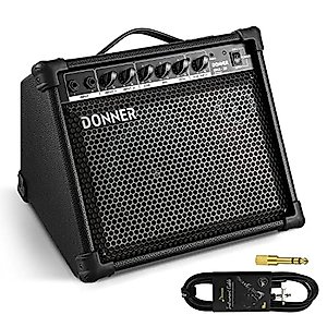 Donner DKA-20 Keyboard Amplifier 20 Watt Keyboard AMP with Aux in and Two Channels, Bass Guitar Amp, Piano Amplifier, Electronic Drum Speaker Support for Microphone Input