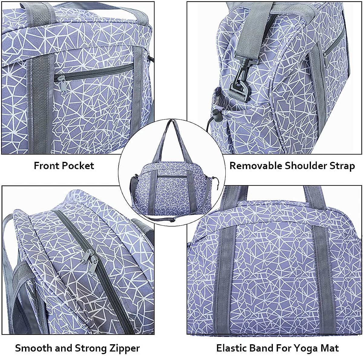 Formva Yoga Mat Bag Large Yoga Mat Tote Sling Carrier Shoulder Bag Carryall Tote Fits Mats Multi-Functional Durable Sport Gym Storage Bag with Pockets and Yoga Mat Strap, Purple