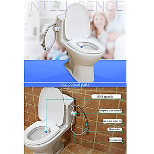 Toilet Bidet Attachment, Toilet Flushing Sanitary Device with Adjustable Spray Nozzle, Non-Electric Bidet Toilet Seat Attachment Bidet for Male and Female(White)