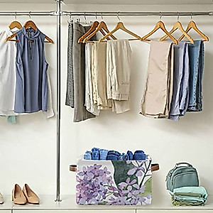 Rectangular Storage Boxes,Violet Lilac Branches Isolated On Fabric Storage Bin Organizer,collapsible Storage Basket For Toy,Clothes,books,shelves Basket