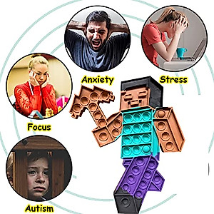 Push Minecraft Big Jumbo pop Bubble Fidget Toy, Giant Large Huge Square Stress Reliever Silicone Toy for Kids and Adults
