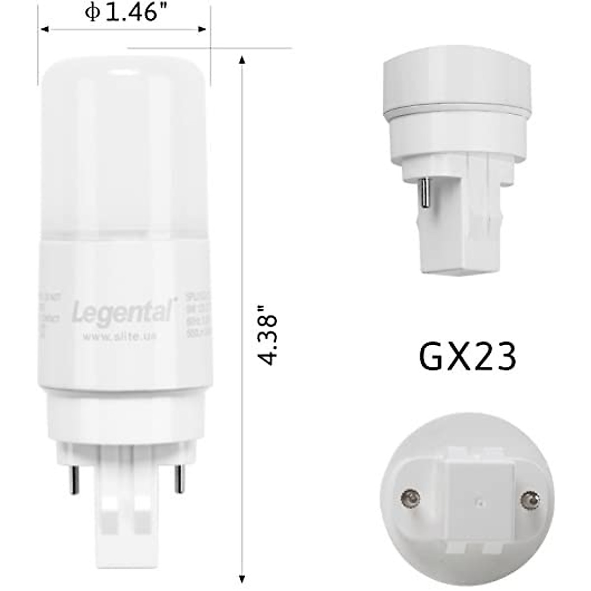 Silverlite [Plug&Play] Legental 5w(13w CFL Equivalent) LED Stick PL Bulb GX23-2 Pin Base, 500LM, Soft White(2700k), Driven by 120-277V and CFL Ballast, UL Listed, 2 Pack