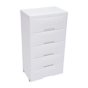 Plastic Drawers Dresser Storage Cabinet,5 Drawer Units Vertical Clothes Storage Tower Dresser Small Closet Organizer for Clothes,Playroom,Bedroom Furniture (White)