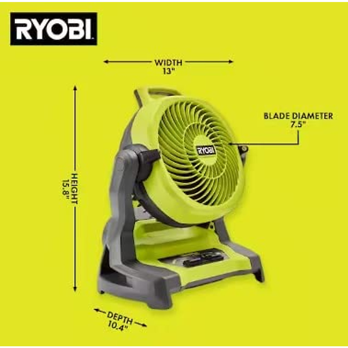 Ryobi ONE+ 18V Cordless 7-1/2 in. Bucket Top Misting Fan Kit with 1.5 Ah Battery and Charger