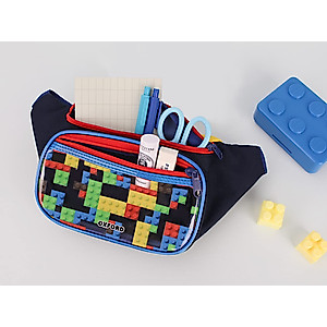 Bricks Patterned Waist Fanny Pack Hipsack Colored Building Blocks Belt Bag Crossbody Sling Phone Pouch for Travel