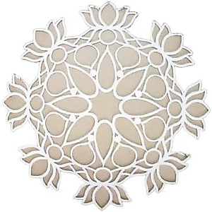 DIY MDF Readymade Round Lotus Designer Rangoli Mat Easy to Use Rangoli Template Easy to Fill Wooden MDF Rangoli Boards for Indian Traditional Festival (Size:- 12 Inches Diameter)