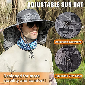 Mens Womens Sun Hat with Neck Flap UPF 50+Waterproof Fishing Hiking Safari Hat Cap with UV Protection