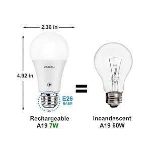 Rechargeable Light Bulbs LED Battery Backup Light Bulb with Remote Control Battery Operated Emergency Bulb Lamps for Home Power Outage and Camping Outdoor Activity Dimmable 7W 600LM Soft White