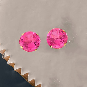 Ross-Simons 8.70 ct. t.w. Pink Topaz Stud Earrings in 14kt Yellow Gold