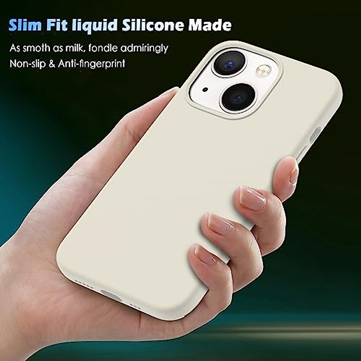 YATWIN [5 in 1 Designed for iPhone 13 Case with 2X Screen Protector + 2X Camera Lens Protector, Liquid Silicone Slim Soft Rubber Shockproof Phone Case Cover for iPhone 13 (6.1") - Mint White