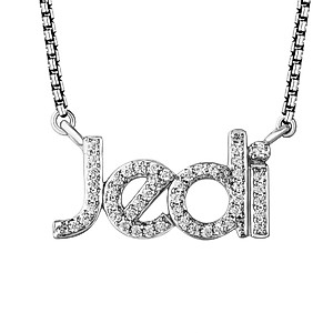 Jewelili Star Wars™ Fine Jewelry Into The Galaxy Sterling Silver Jedi Editorial Necklace with 1/6 Cttw Diamonds