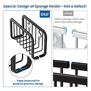 GOODBUY Sponge Holder for Kitchen Sink, Anti-Rust Sink Sponge Holder with Suction Cups, Aluminum Sink Caddy Kitchen Sink Organizer for Sponges, Scrubbers, Soap, Bathroom 5.9" x 2" x 3.3" Grey