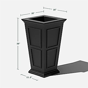 Veradek Fairmont Tall Plastic Planter - Large Outdoor Planter for Front Porch | Crack Resistant All-Weather Use | Classic Estate Design for Tall Plants, Flowers, Trees