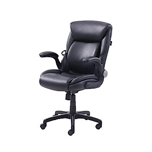 Lumbar Bonded Leather Manager Office Chair, Black (Color : Black)