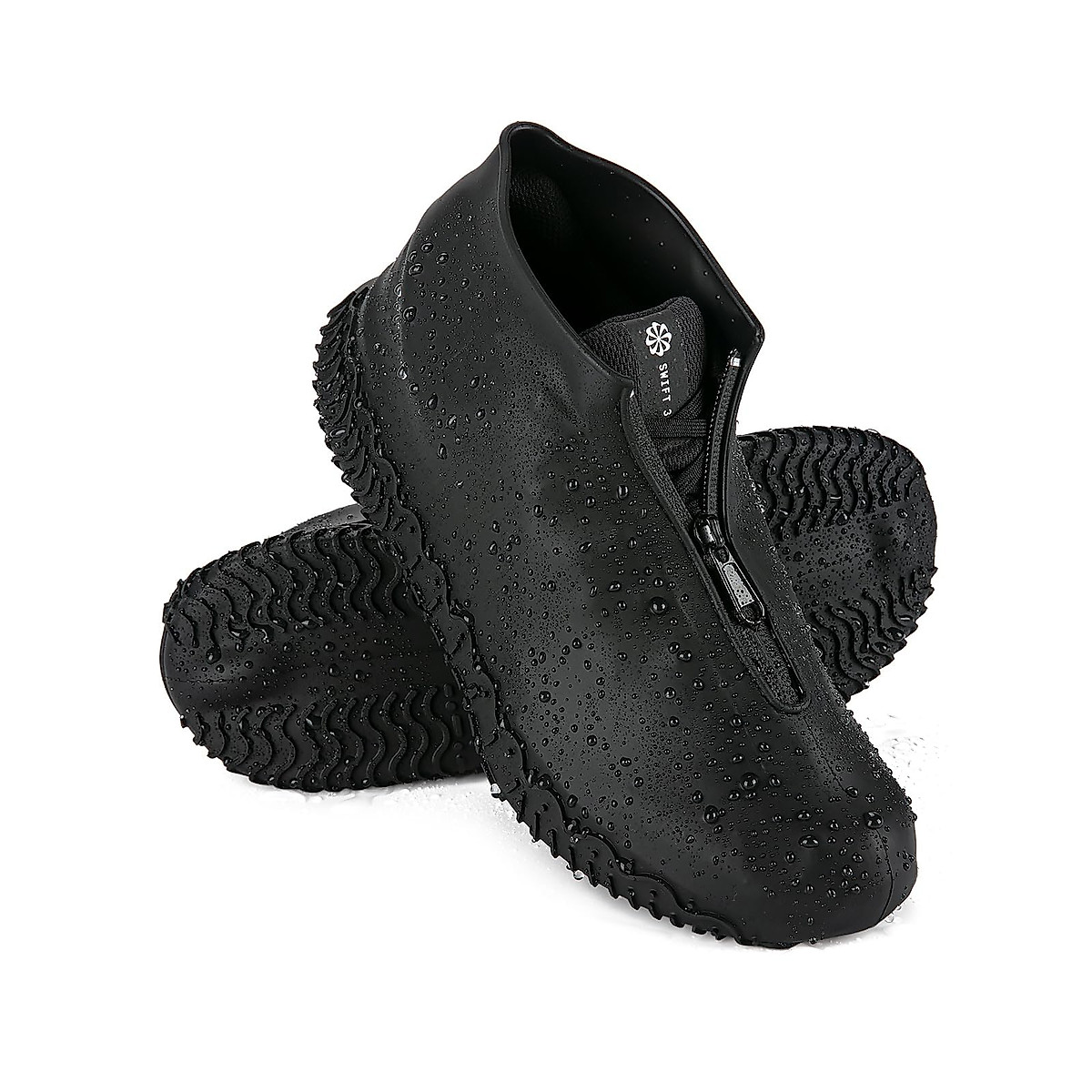 Zbyoujer Waterproof Rain Shoe Covers, Silicone Overshoes with Zipper Non-slip Galoshes for Men and Women