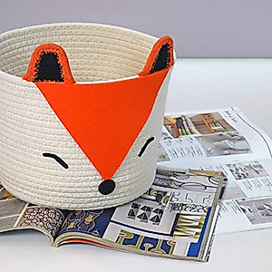 T&T Homewares Small Cute Orange Fox Basket for Baby Diaper Organizer, Baby Laundry Baskets, Nursery Storage, Kids Room Organizer, Woodland Nursery Decor, Dog Cat Toy Basket