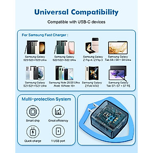 45W Samsung Super Fast Charger Type C 2 Pack for Samsung Galaxy S23 Ultra Charger S22 Ultra Charger S23/S23+/S22/S22+/S21/S20,Z Fold 4/Z Flip 4,Note 10/20,S8/S7/S7+,USB C Wall Charger with 6ft Cable