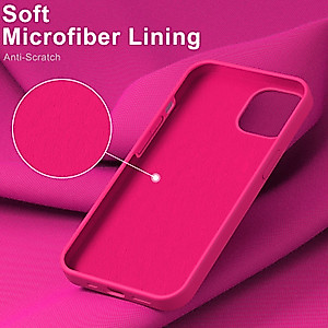 DEENAKIN Compatible with iPhone 14 Case with Screen Protector,Soft Flexible Silicone Rubber Cover for Women Girls for Women Girls,Slim Fit Shockproof Protective Phone Case 6.1" Hot Pink