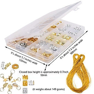 LABOTA 201 Dreadlock Jewelry, Beads for Hair Braids, Hair Jewelry for Women Braids, Metal Gold box Braids Rings Cuffs Clips for locs Dreadlock Accessories Hair Decorations