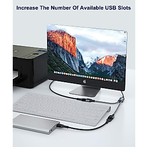 Itramax USB Splitter 1 in 2 Out 1FT 2Pack,USB Y Cable Double USB Adapter Splitter USB Male to Female Extension Cord Dual Port Extender Hub Data Power Charger Split for TV,PC,Laptop,MacBook,PS4,PS5