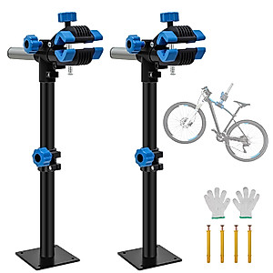 Datanly 2 Pcs Bike Repair Stand Wall Workbench Mount Rack Workstand Bicycle Stand Clamp Height Adjustable Bicycle Maintenance Rack with Gloves for Mountain Road Bikes