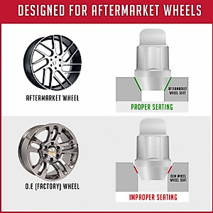 Wheel Accessories Parts M12 1.50 12x1.5 Thread Closed End Bulge 1.38" Long Locking Wheel Lug Nuts Lock Chrome Dual Hex Key 13/16" and 3/4" Fits Many Chevy Honda Toyota Passenger Vehicles