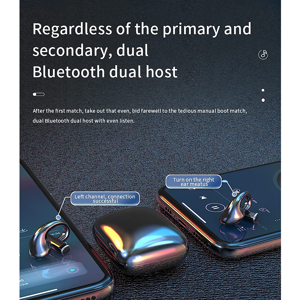 Wireless Ear Clip Bone Conduction Headphones Bluetooth Open Ear Waterproof Bluetooth Bone Conduction Earbuds Ear Clip Bone Conduction Head Set Painless Long Battery for Sports,Working,Driving Black