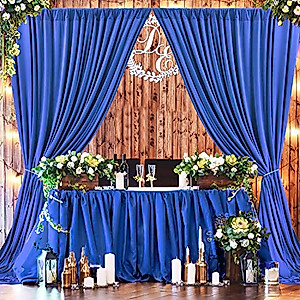 10 ft x 10 ft Royal Blue Wrinkle Free Backdrop Curtain Panels, Polyester Photography Backdrop Drapes, Wedding Party Home Decoration Supplies